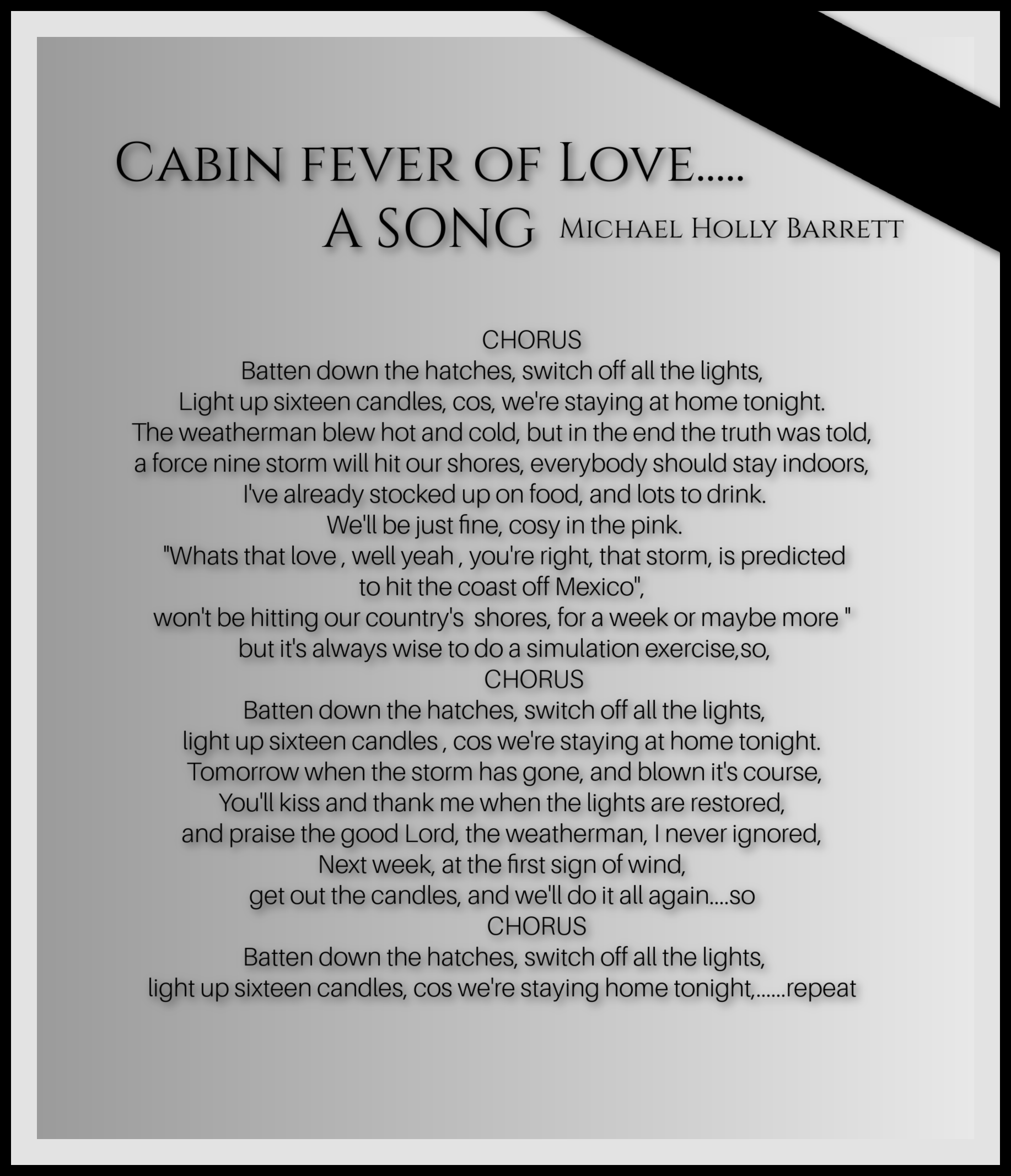 Cabin Fever Of Love....A Song -michael holly barrett |Poetry For All ...