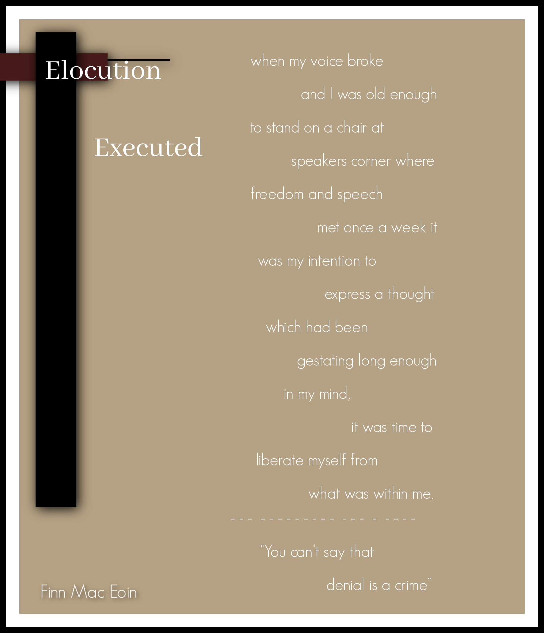 Elocution Executed-Finn Mc Eoin | Poetry For All Seasons and Emotions