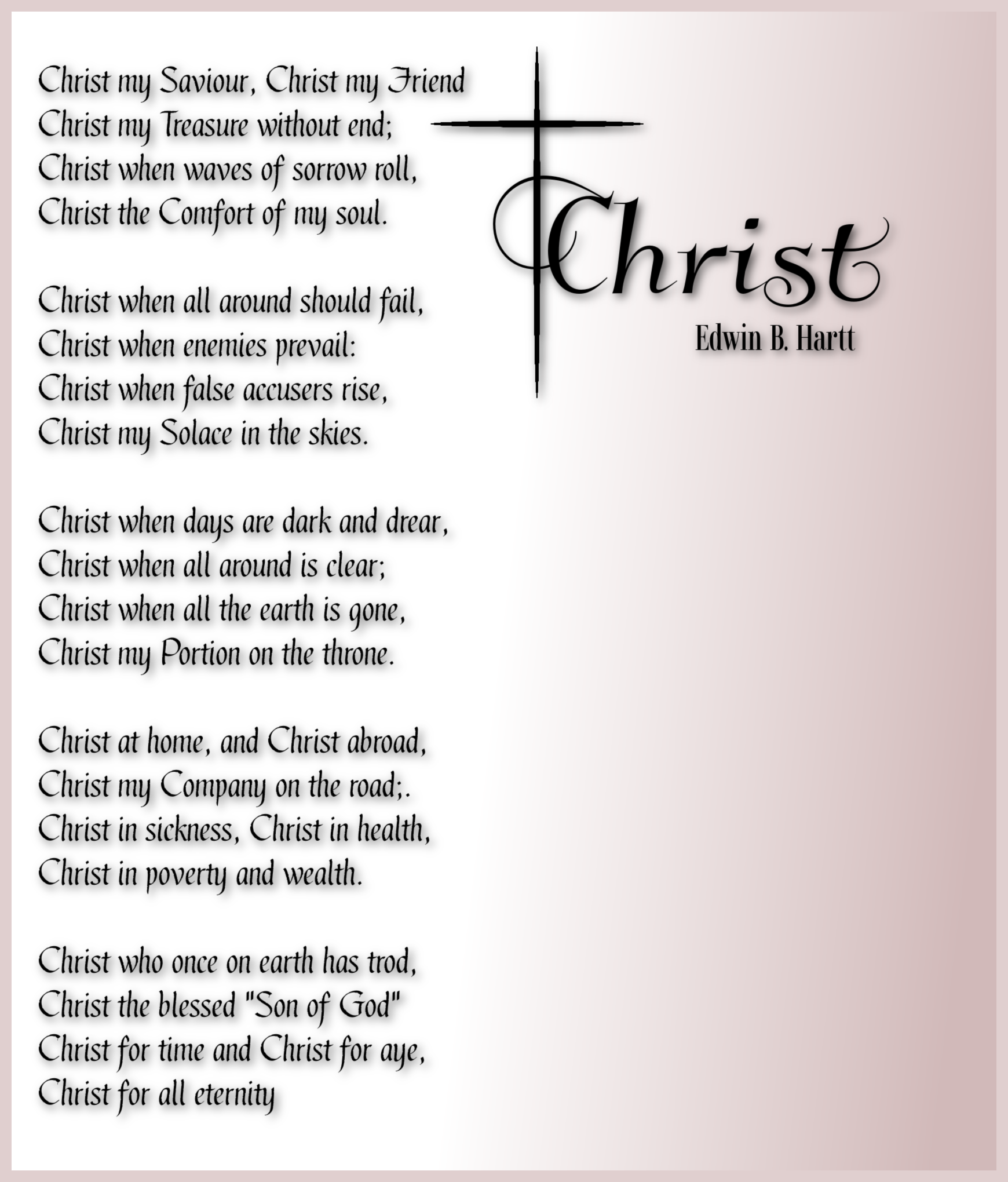 Christ-Edwin B Hartt | Christian Poetry