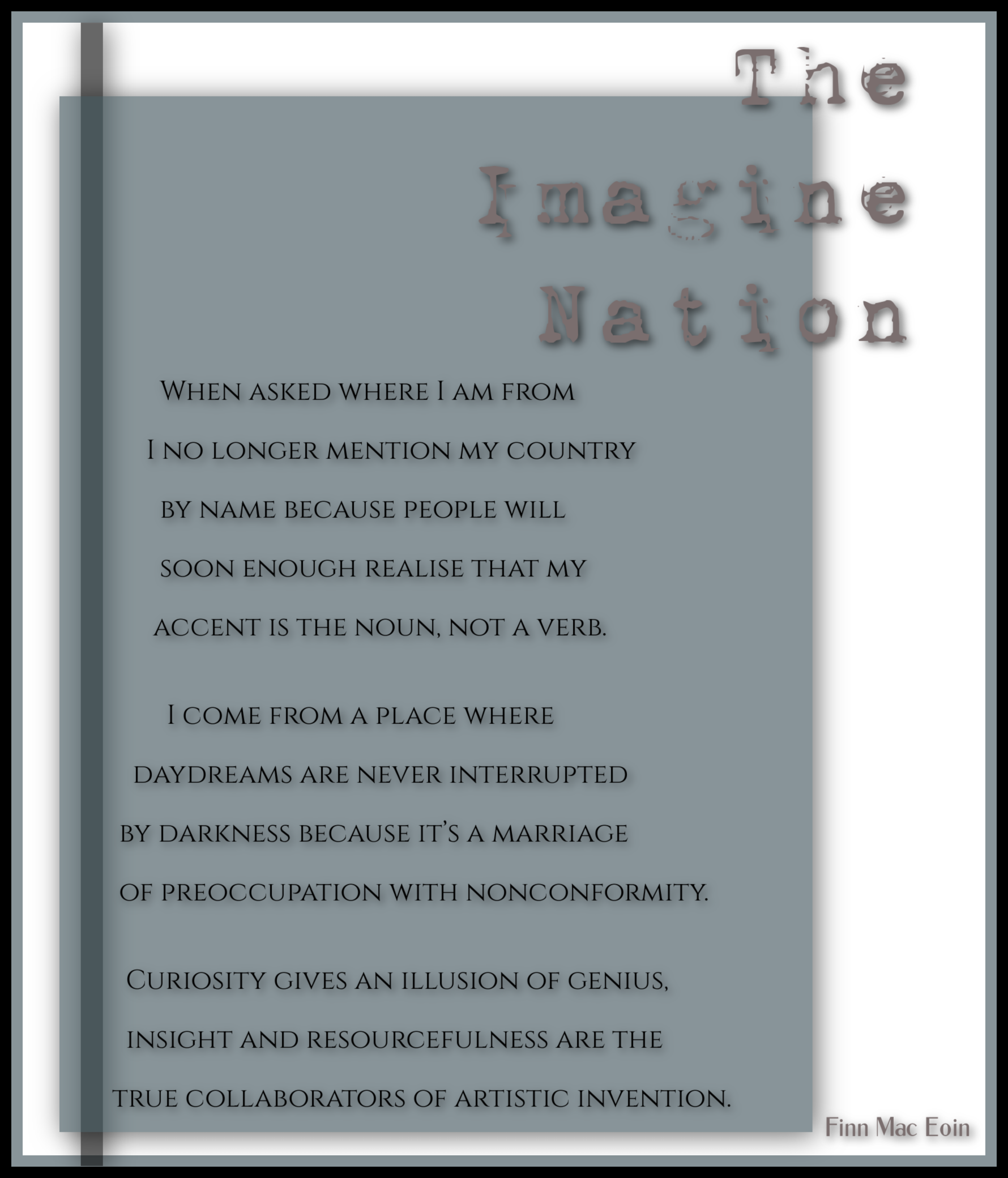 The Imagine Nation-finn mac eoin | Poetry For All Seasons and Emotions