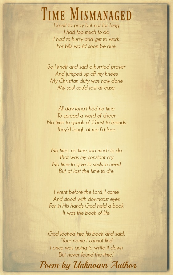 Time Mismanaged | Spiritual Poems