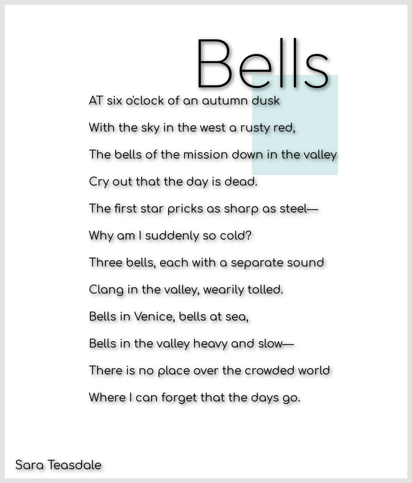 Bells-Sara Teasdale | Latest Additions To Nature Poems/title>