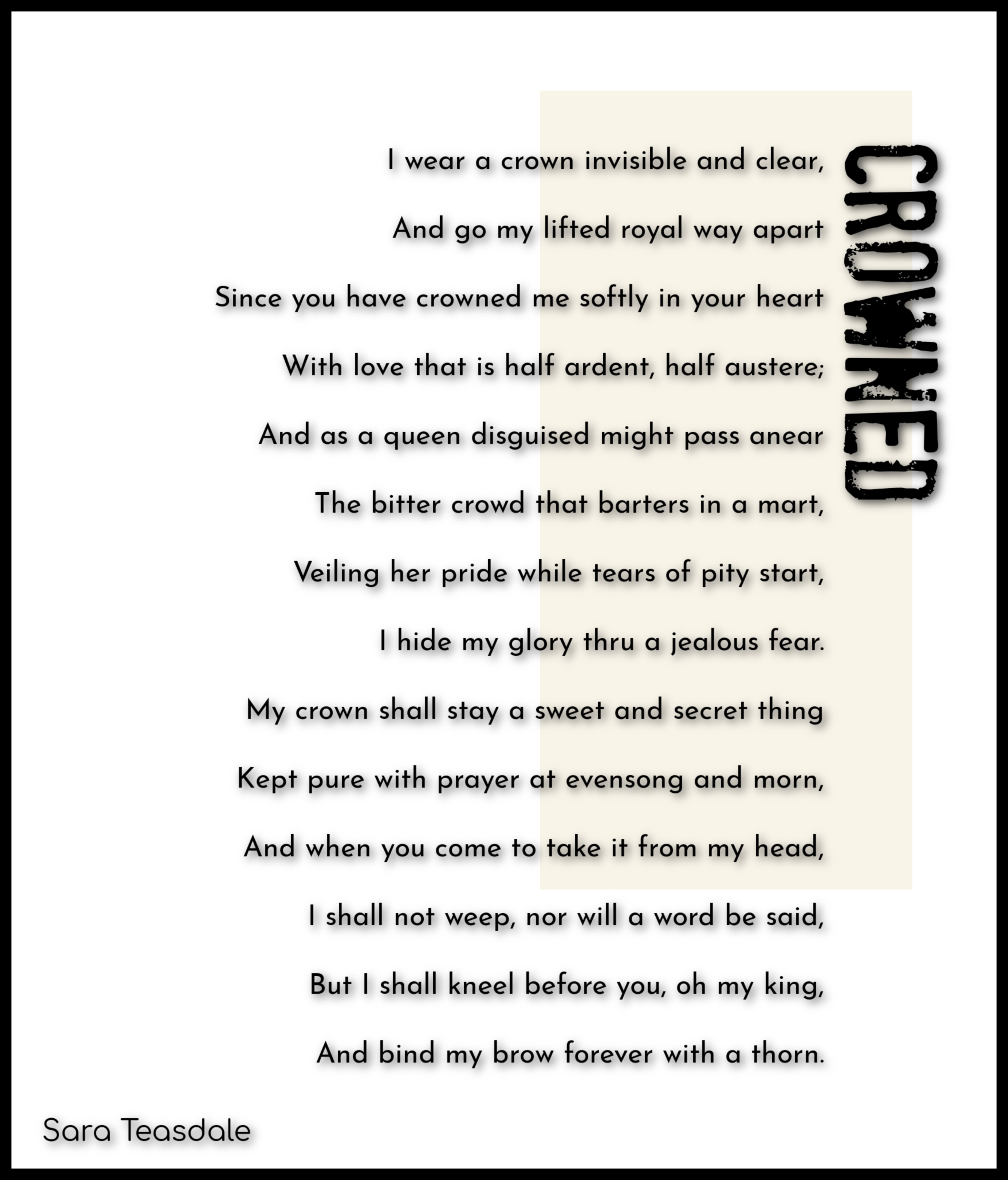 Crowned-Sara Teasdale | Latest Additions To Nature Poems/title>