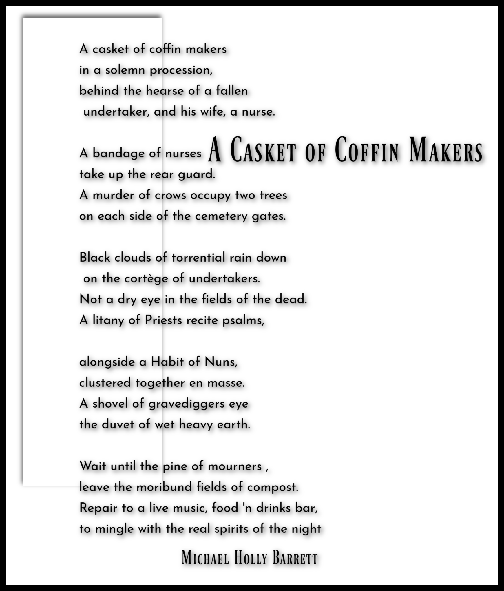A Casket Of Coffin Makers-Michael Holly Barrett | Poetry For All ...