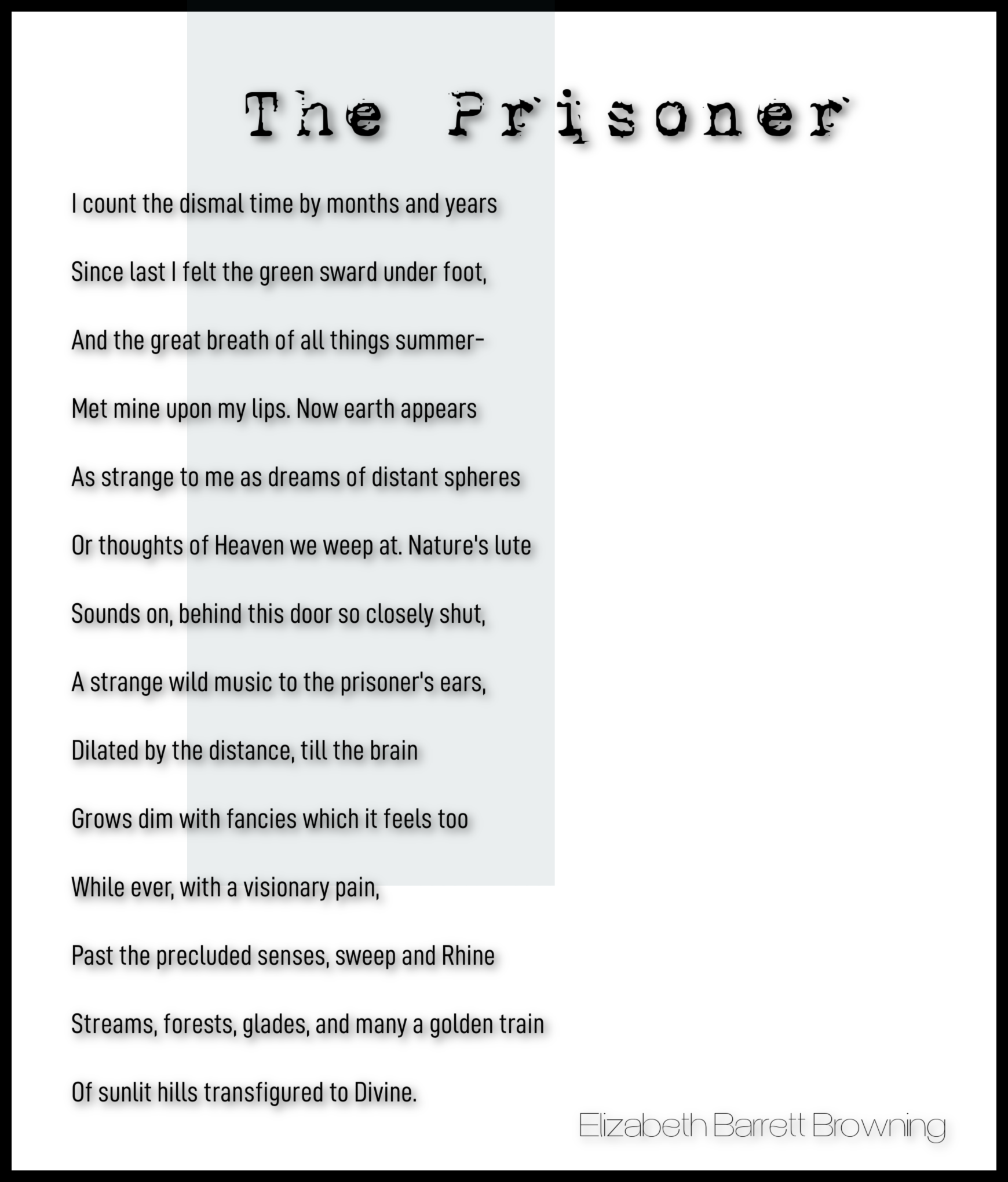 The Prisoner-Elizabeth Barrett Browning | Latest Additions To Nature ...